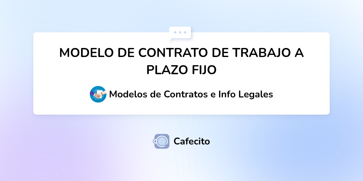 MODELO DE CONTRATO DE TRABAJO A PLAZO FIJO por Modelos de Contratos e ...
